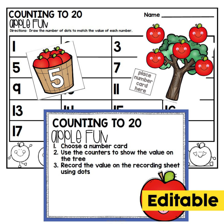 Editable - 1st Grade September Math Center - Counting to 20 - Lucky ...