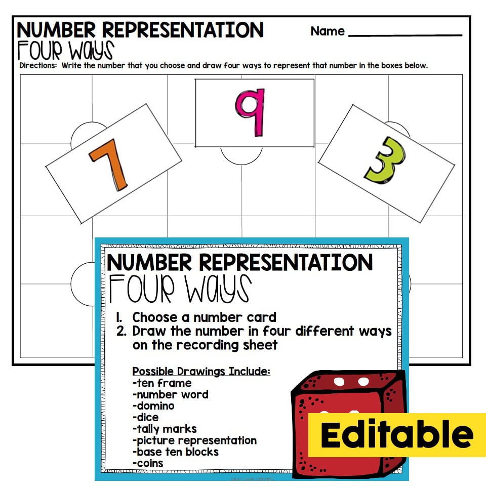 Editable - 1st Grade September Math Center - Number Representation ...