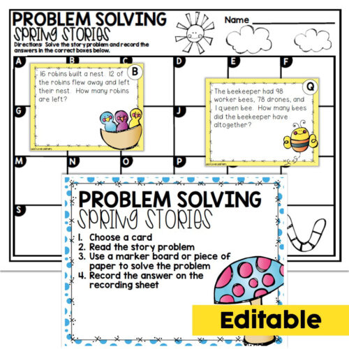 Editable - 2nd Grade April Math Center - Problem Solving - Lucky Little ...