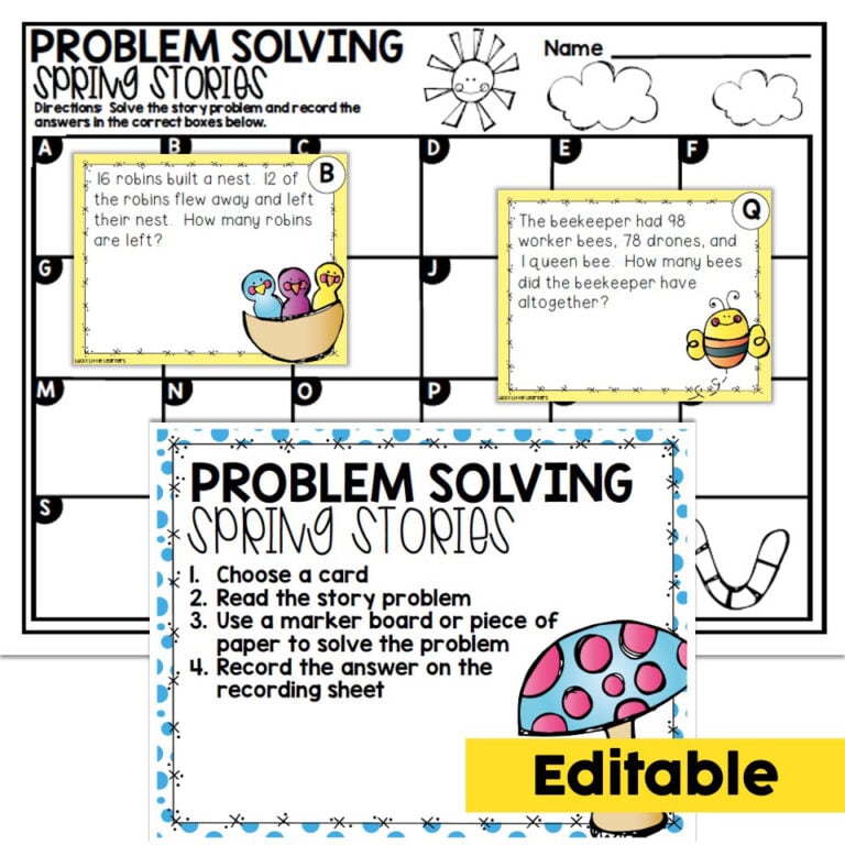Editable - 2nd Grade April Math Center - Problem Solving - Lucky Little ...
