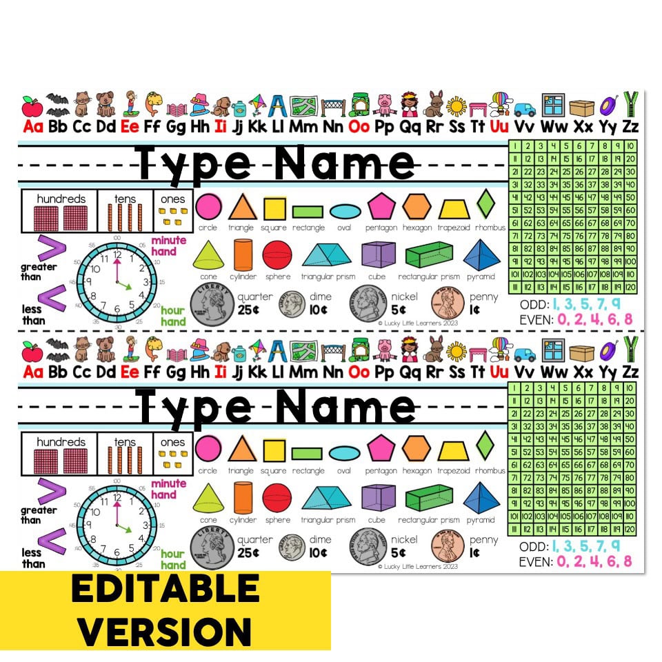 Editable - Classroom Setup – Visuals – Desk Plates – Version 2 with ...