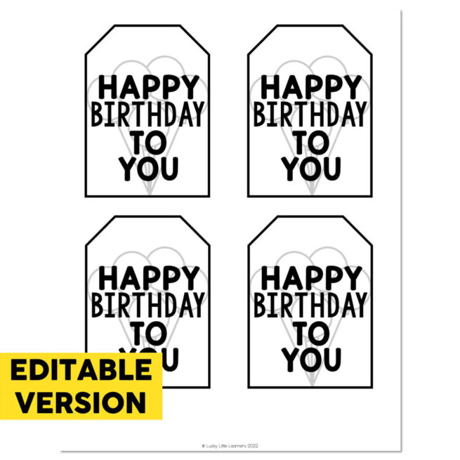 Editable - Classroom Setup - Gift Tags - Birthday Gift Tags - Happy ...