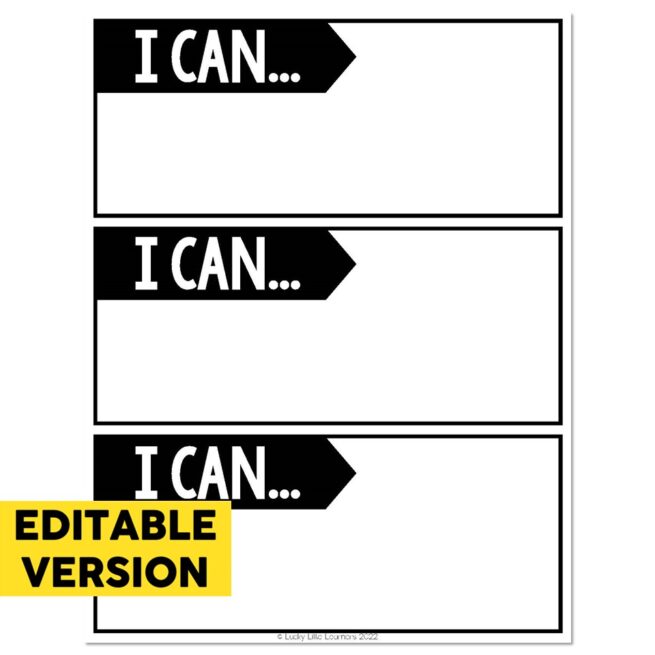 Editable - Classroom Setup - I Can Statements - Blank I Can Statement ...