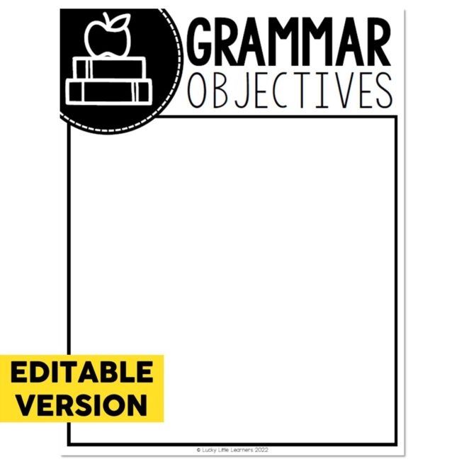 Editable - Classroom Setup - I Can Statements - Grammar - Grammar ...