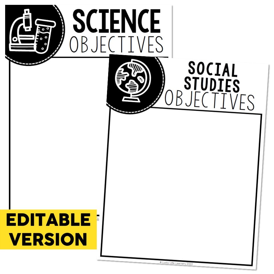 Editable - Classroom Setup - I Can Statements - Science and Social ...