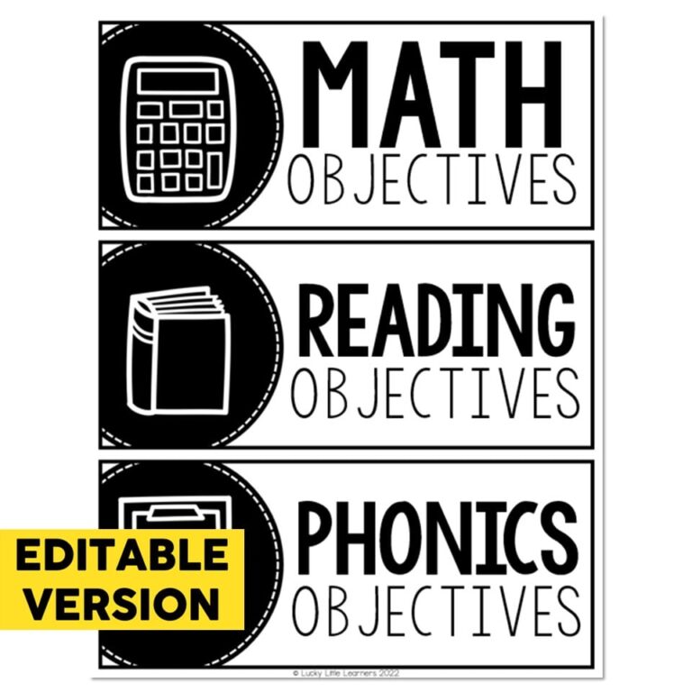 Editable - Classroom Setup - I Can Statements - Subject Headers - Lucky ...
