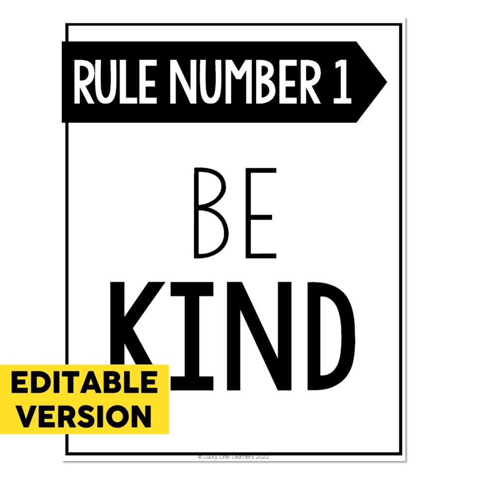Editable - Classroom Setup - Visuals - Class Rules - Lucky Little Learners