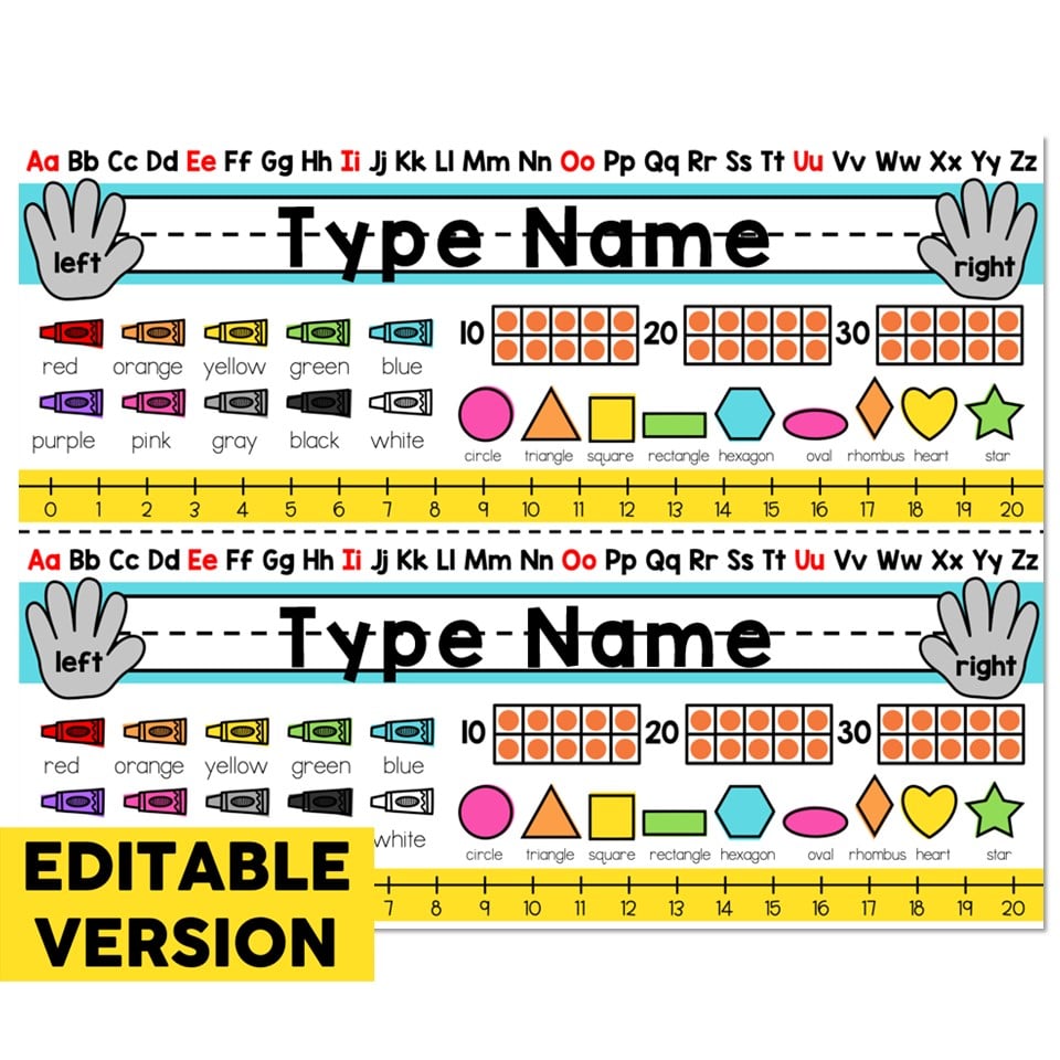 Editable - Classroom Setup - Visuals - Desk Plates - Lucky Little Learners