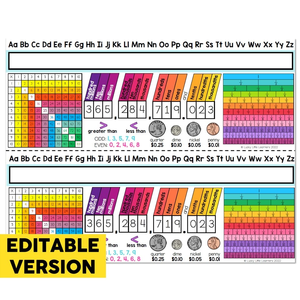 Editable - Classroom Setup - Visuals - Desk Plates - Version 6 - Lucky ...