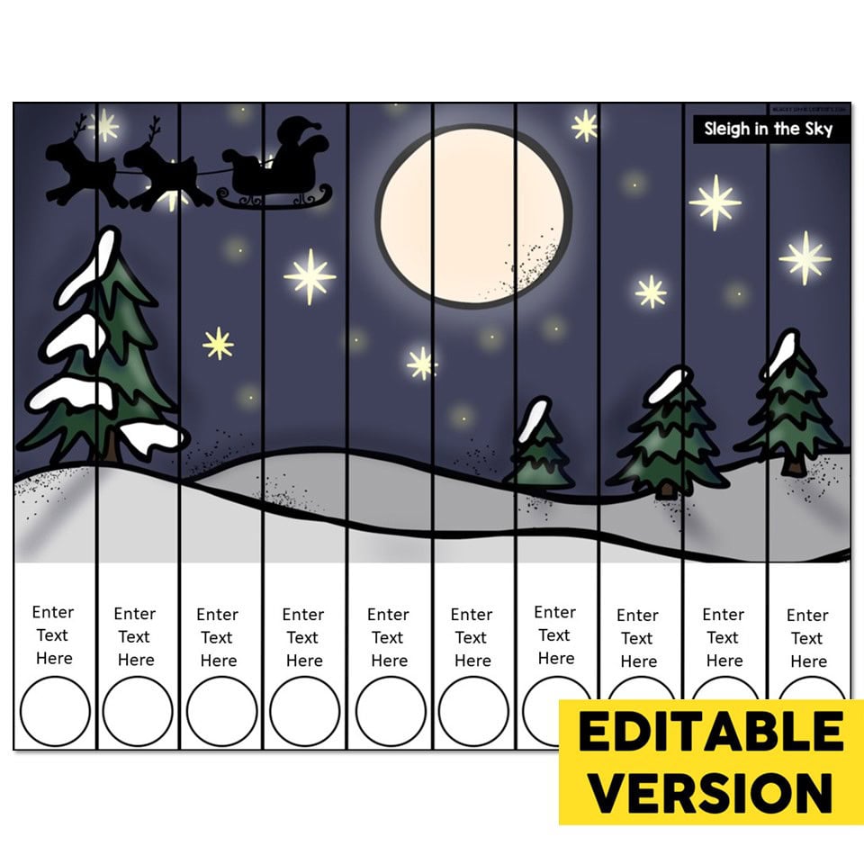 Editable December Math Puzzle – Sleigh in the Sky - Lucky Little Learners