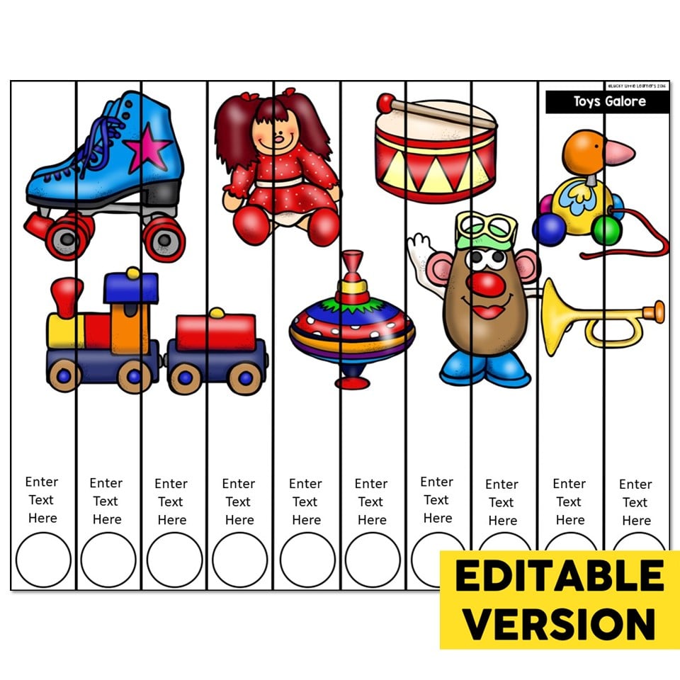 Editable December Math Puzzle – Toys Galore - Lucky Little Learners