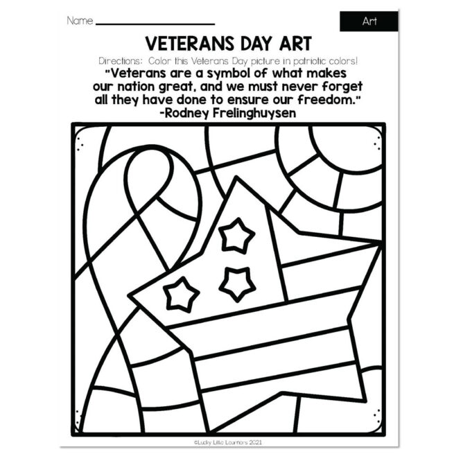 Fall - Early Finishers 2nd Grade - Art - Veteran's Day Art - Lucky ...