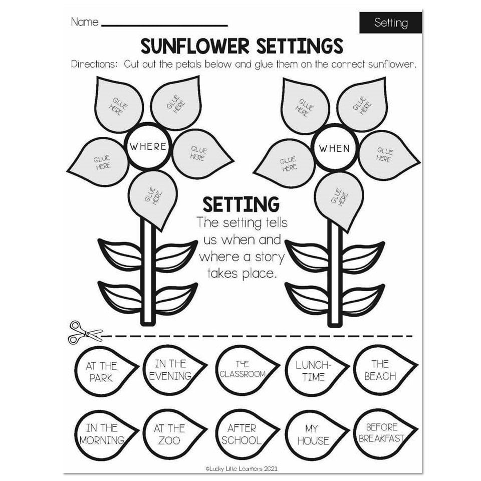 Fall - Early Finishers 2nd Grade - ELA - Setting - Sunflower Settings ...