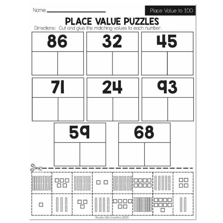 Fall - Early Finishers 2nd Grade - Math - Place Value to 100 - Place ...