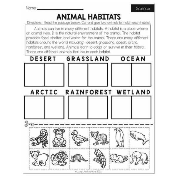 Fall - Early Finishers 2nd Grade - Science - Animal Habitats - Lucky ...