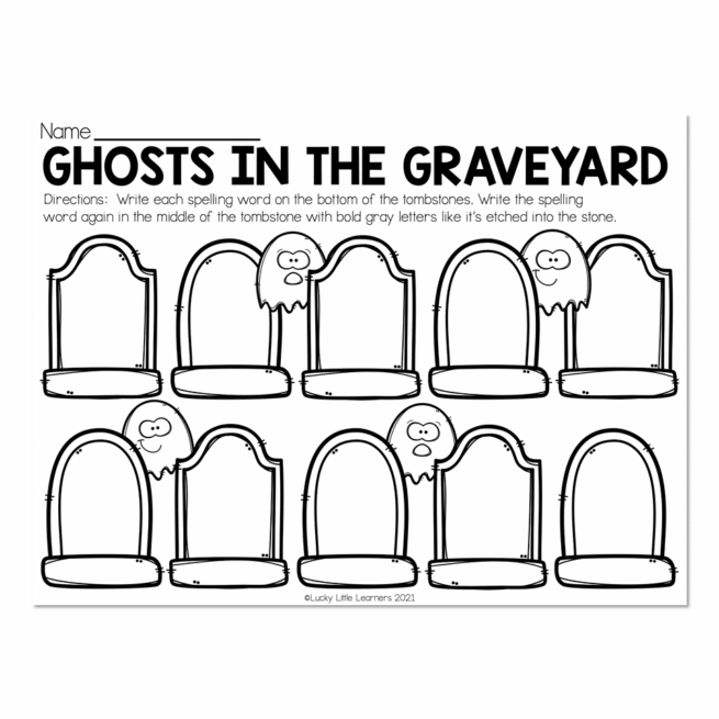 Fall Spelling Word Work Practice - Ghosts in the Graveyard - Lucky ...
