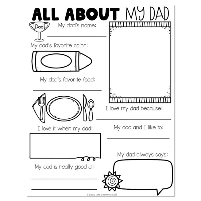 Father's Day - All About My Dad Page - Lucky Little Learners