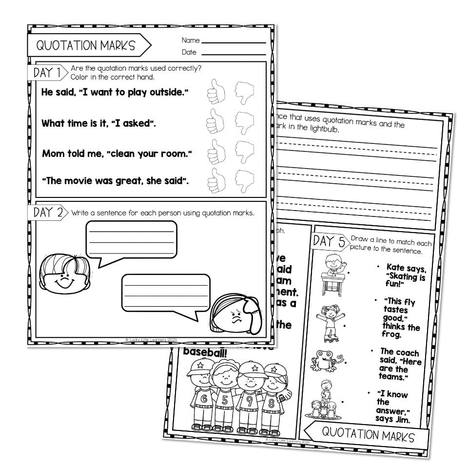 Grammar Day by Day - Quotation Marks - Lucky Little Learners