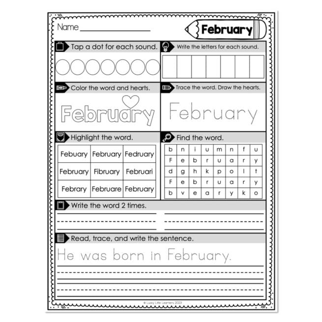 Heart Word Worksheets - Sight Words - February - Lucky Little Learners