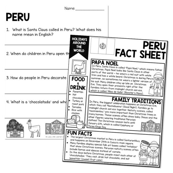 Holidays Around the World – Reading Passage – Peru - Lucky Little Learners