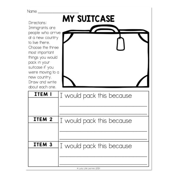 Immigration - My Suitcase - Lucky Little Learners
