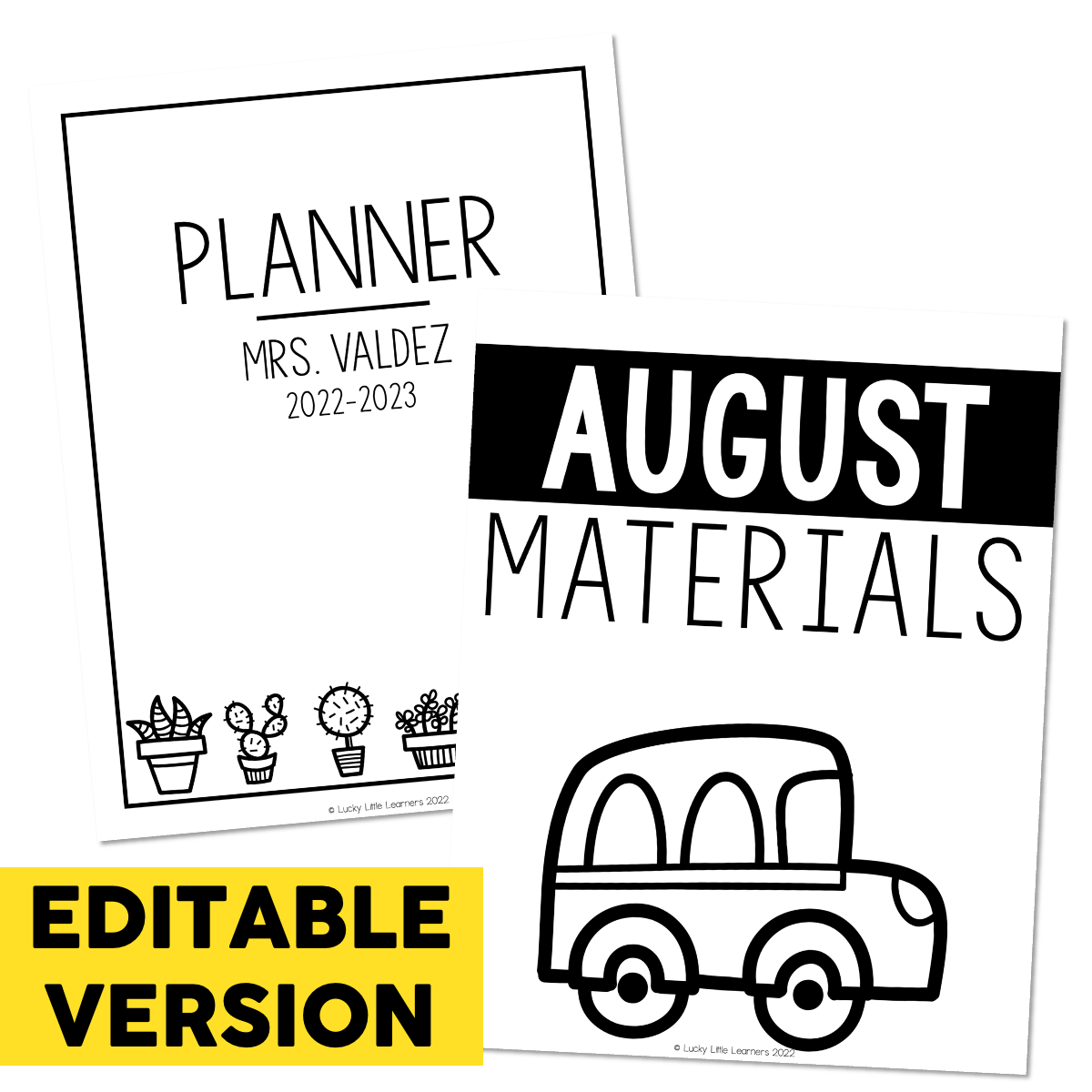 Editable Classroom Labels - Binder Covers - Lucky Little Learners