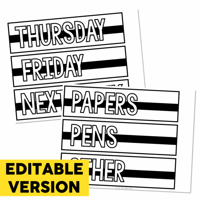Editable Classroom Labels - Drawer - Lucky Little Learners