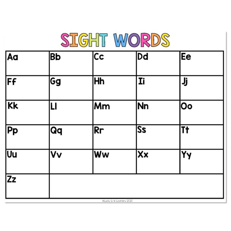 Lucky Little Toolkit - Literacy - Sight Words List - Personal - Lucky ...