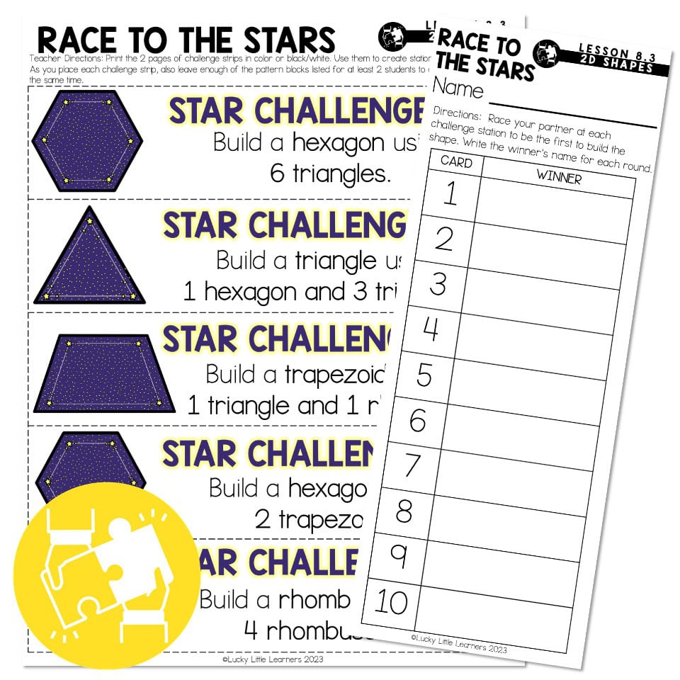 Lucky to Learn Math - 2D Shapes - Lesson 8.3 - Collaboration - Race to ...