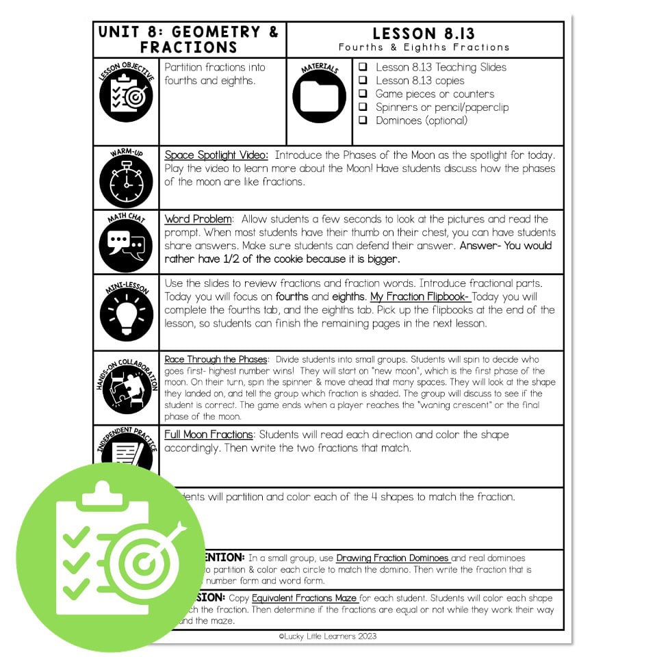 Lucky to Learn Math - Fractions - Lesson 8.13 - Lesson Plan - Lucky ...