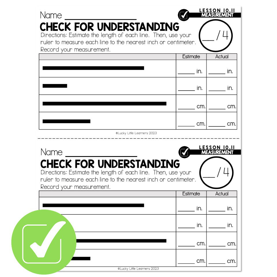 Lucky to Learn Math - Lesson 10.11 - Measurement Review - Check for ...