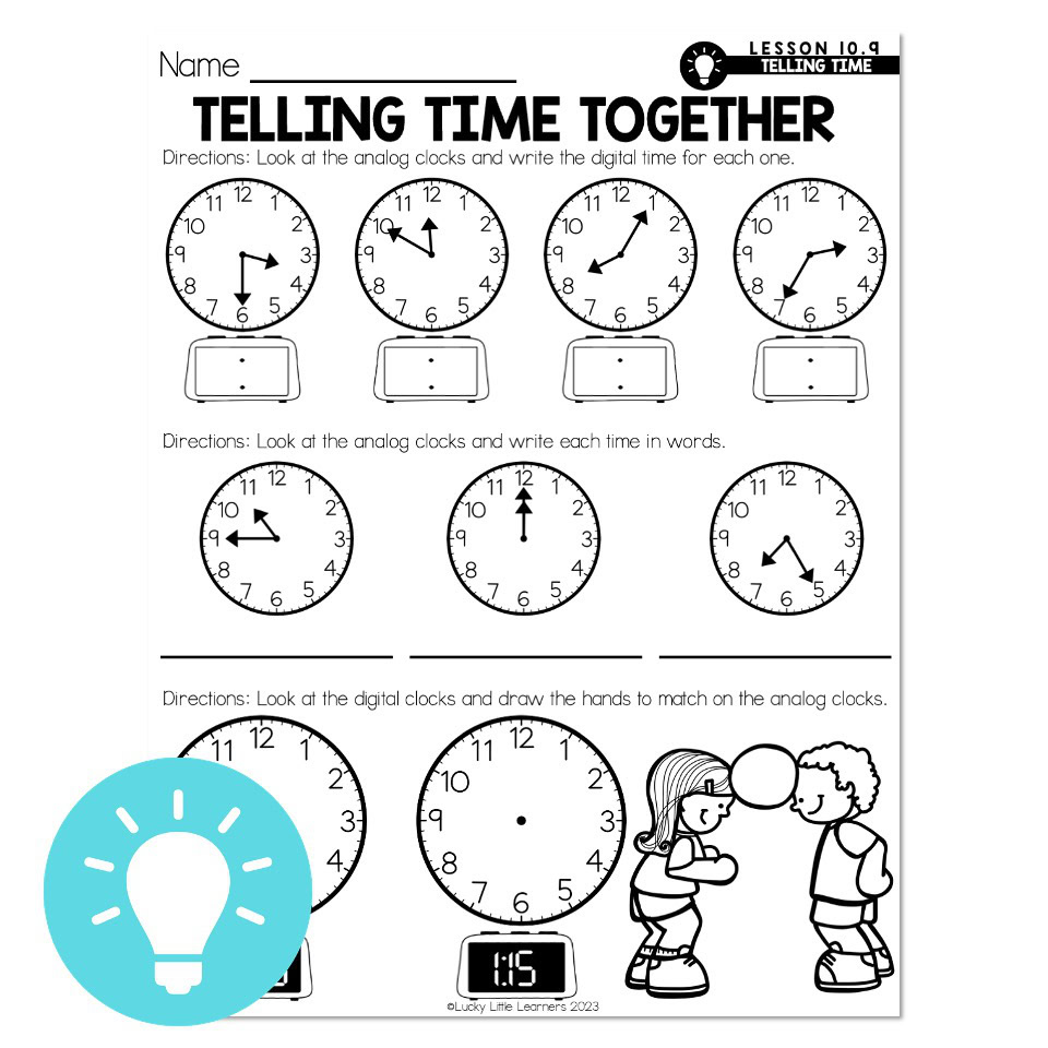 Lucky to Learn Math - Lesson 10.9 - Time Review - Mini Lesson - Telling ...
