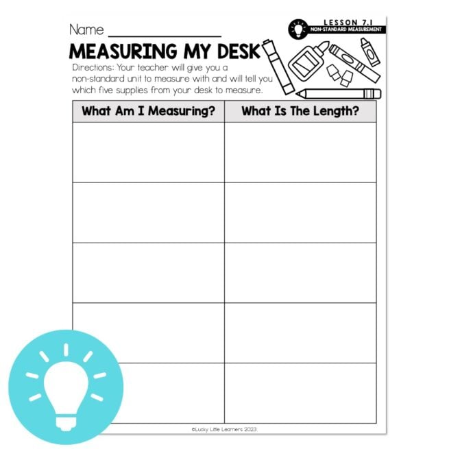 Lucky to Learn Math - Lesson 7.1 - Non-Standard Measurement - Mini ...