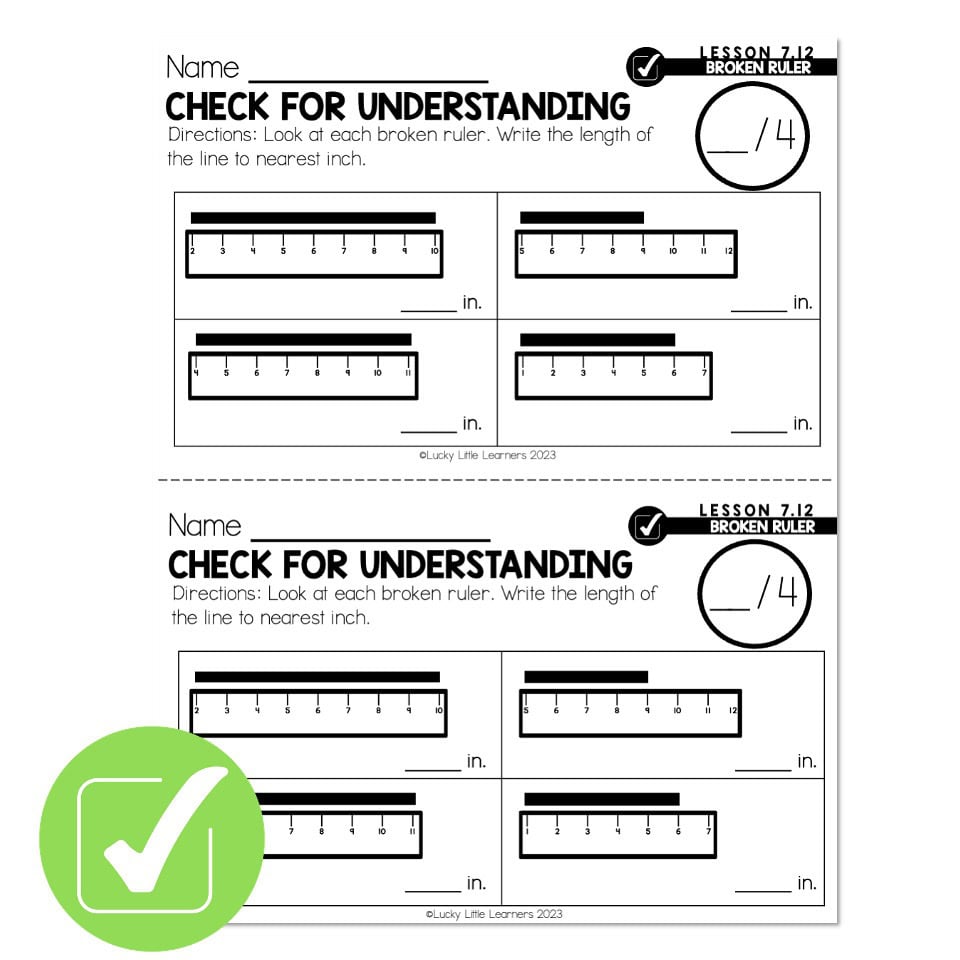 Lucky to Learn Math - Lesson 7.12 - Broken Ruler - Check for ...