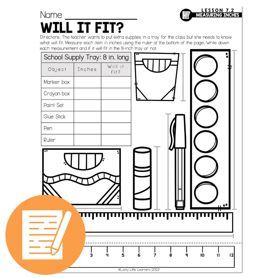 Lucky to Learn Math - Lesson 7.2 - Measuring Inches - Independent ...
