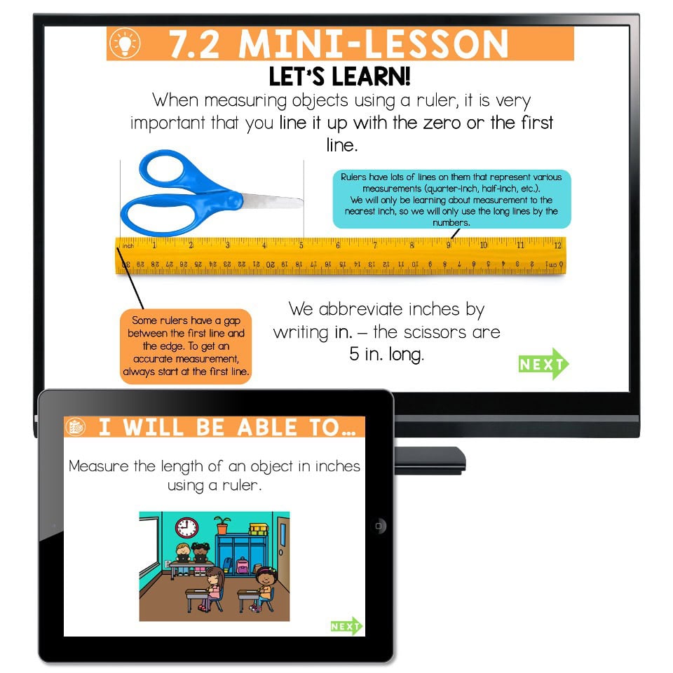 Lucky to Learn Math - Lesson 7.2 - Measuring Inches - Teaching Slides ...