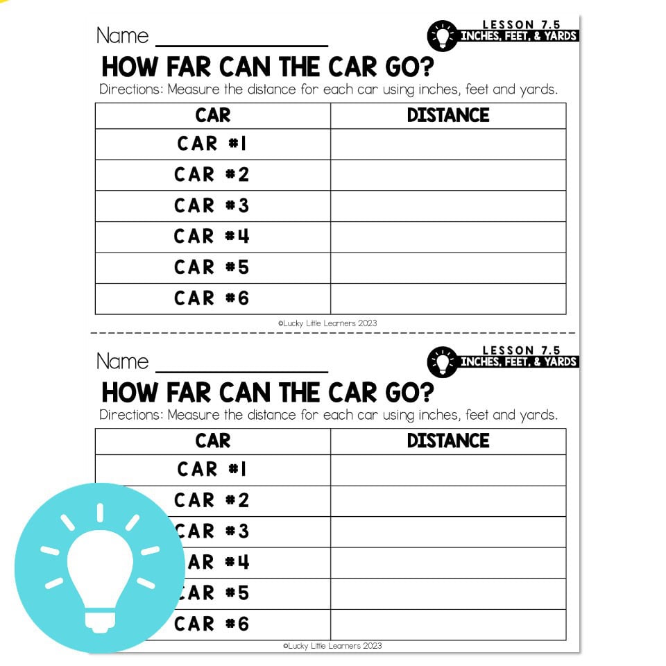 Lucky to Learn Math - Lesson 7.5 - Inches, Feet, and Yards - Mini ...