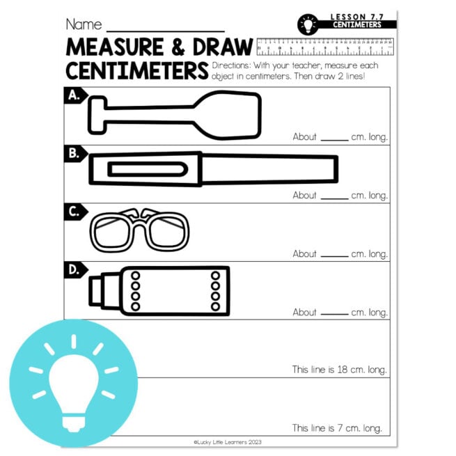Lucky to Learn Math - Lesson 7.7 - Centimeters - Mini Lesson - Measure ...