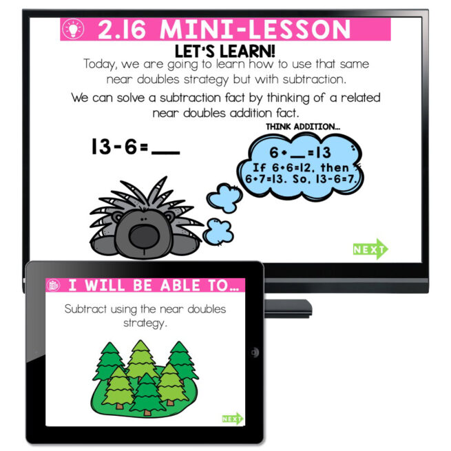 Lucky to Learn Math - Subtract Near Doubles - Lesson 2.16 - Teaching ...