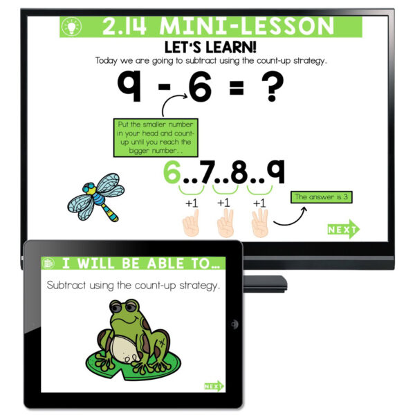 Lucky to Learn Math - Subtract Using Count Up - Lesson 2.14 - Teaching ...