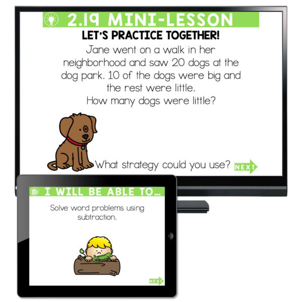 Lucky to Learn Math - Subtraction Word Problems - Lesson 2.19 ...