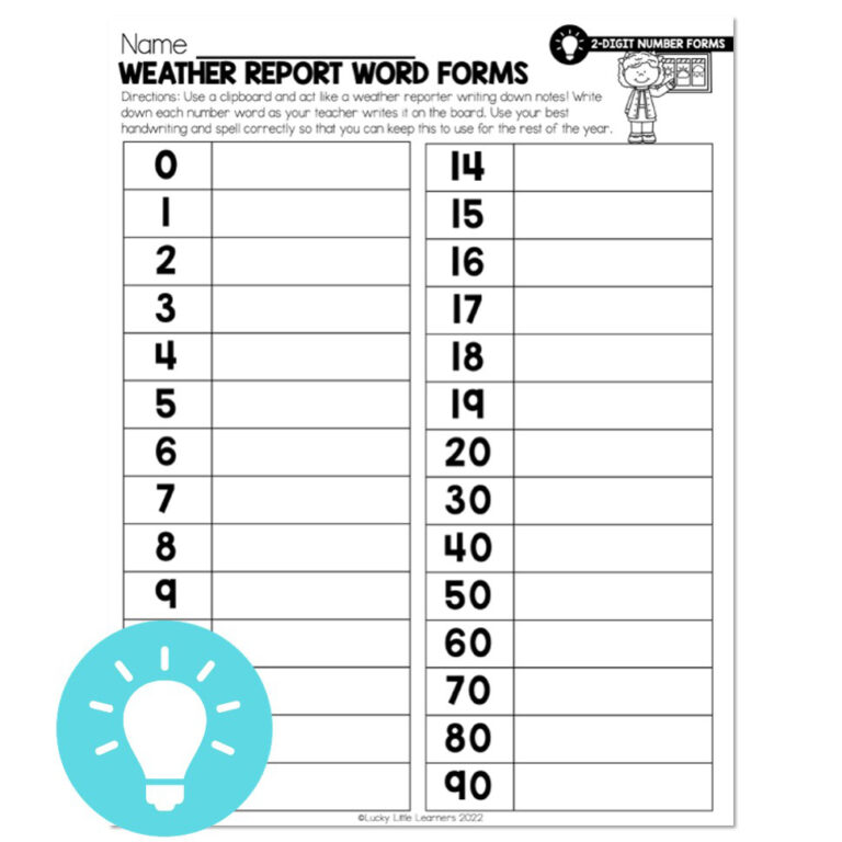 Lucky to Learn Math - Two Digit Number Forms - Lesson 1.9 - Mini Lesson - Weather Report Word ...