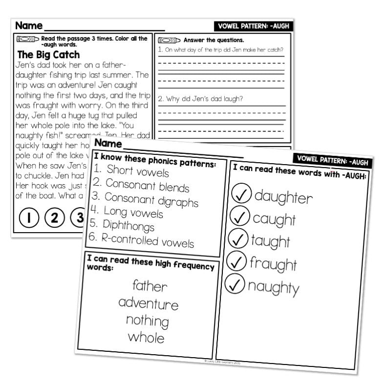 Lucky to Learn Phonics - Vowel Pattern AUGH - The Big Catch - 2nd Grade ...