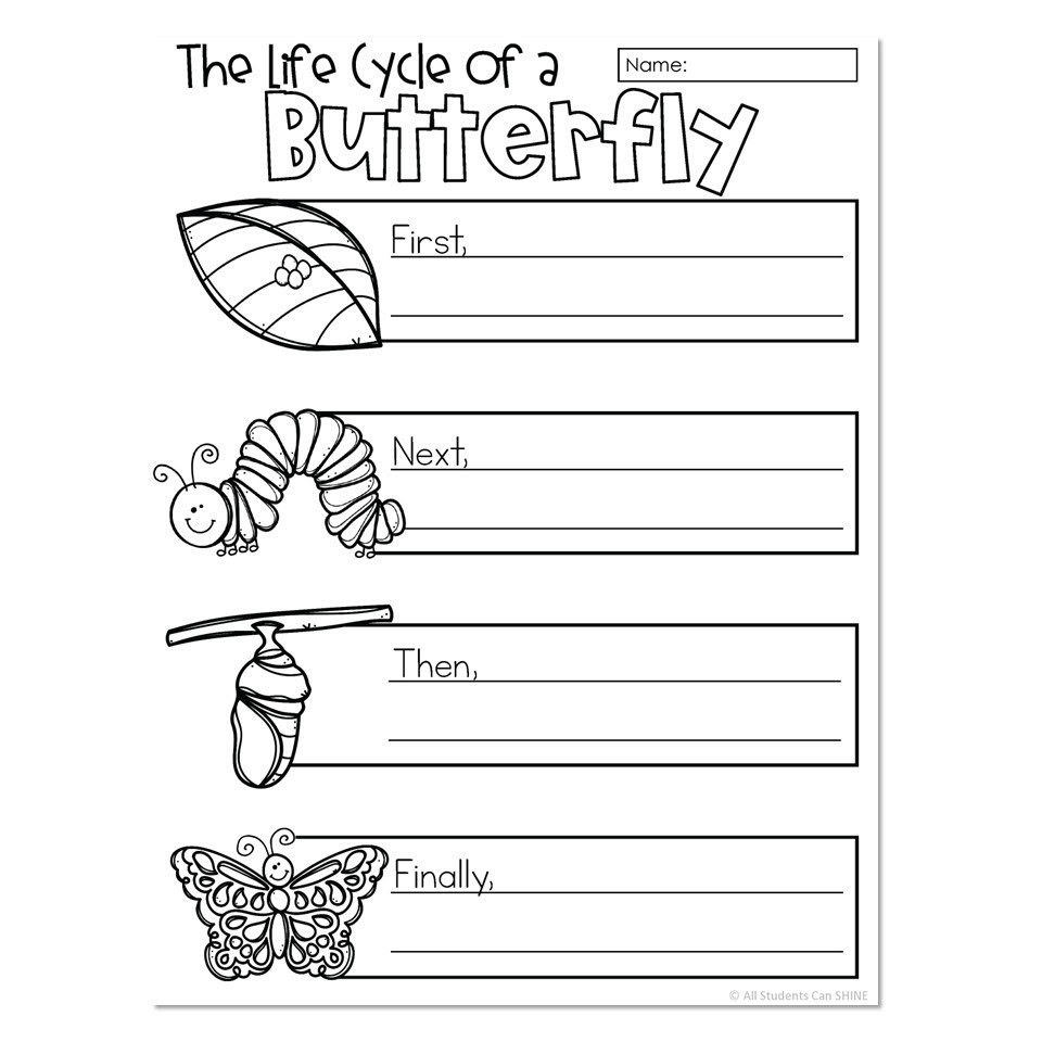 Monthly Themed Writing - March - Butterfly Sequence Writing - Lucky ...