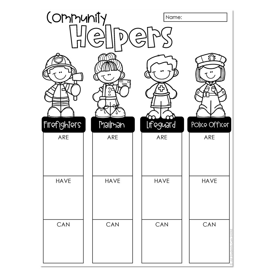 Monthly Themed Writing - September - Community Helpers Are Have Can ...