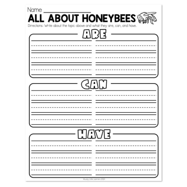 Monthly Writing Centers - May - All About - Honeybees - Lucky Little ...