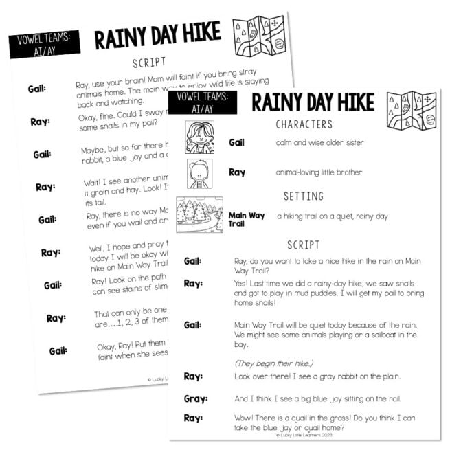 Paired Play - Vowel Teams - AI AY - Rainy Day - Lucky Little Learners