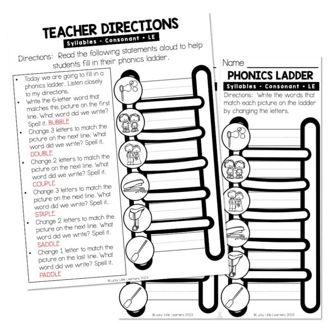 Phonics Ladder - Syllables - Consonant LE - Lucky Little Learners