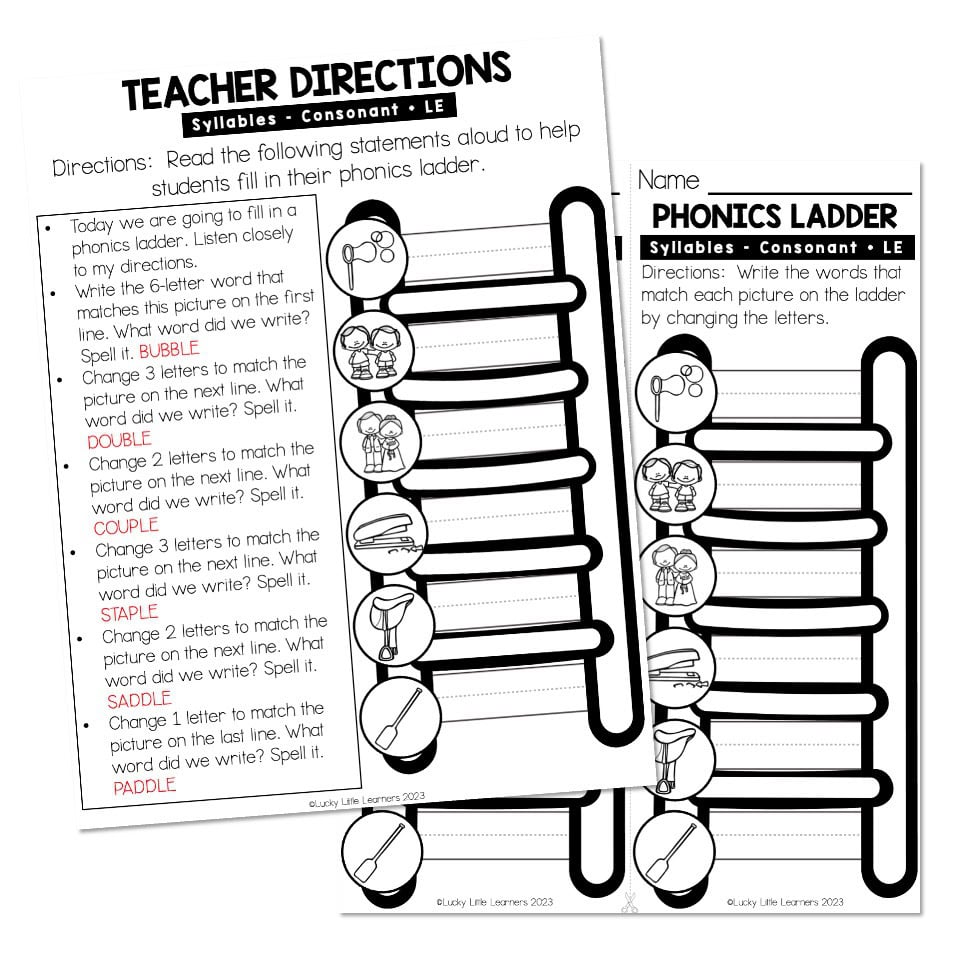 Phonics Ladder - Syllables - Consonant LE - Lucky Little Learners