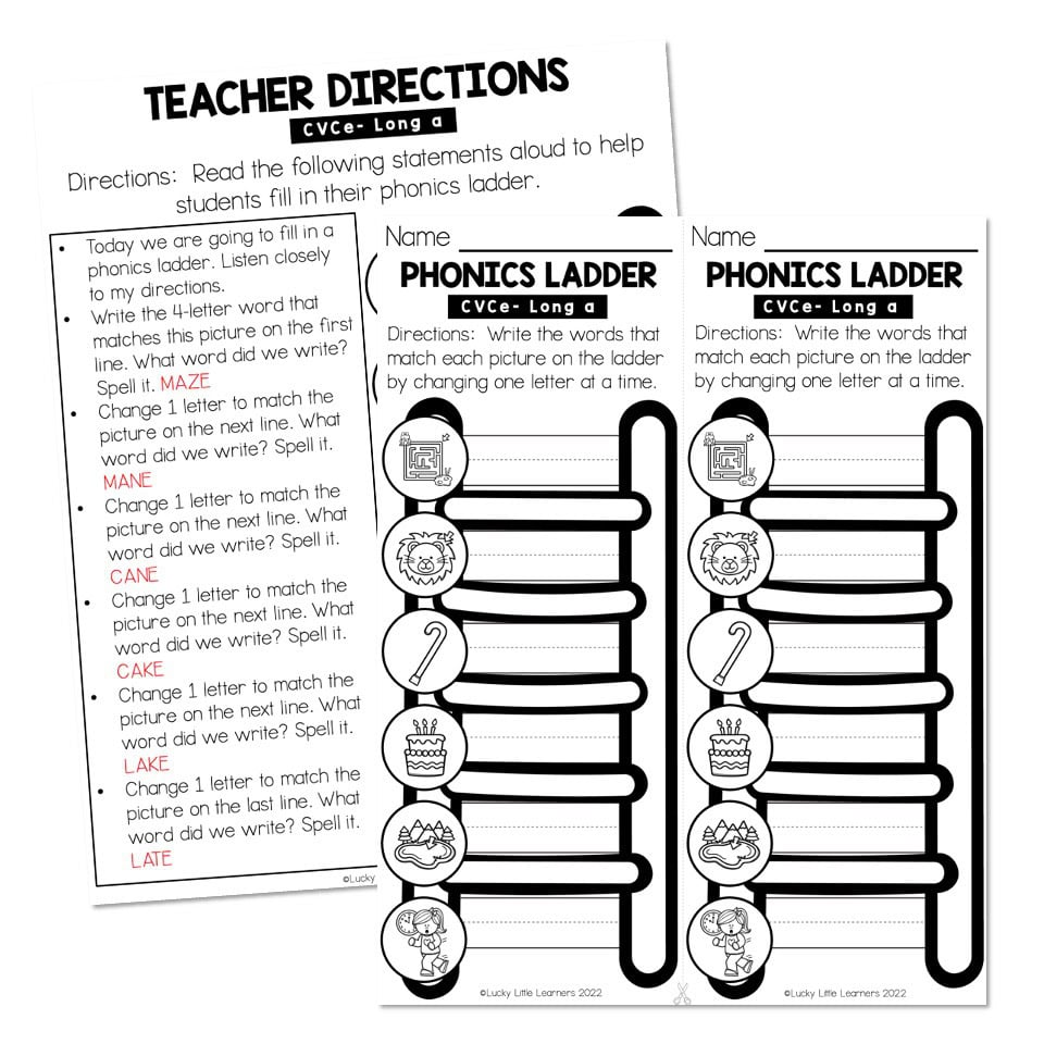 Phonics Ladders - CVCe - Long A - Lucky Little Learners